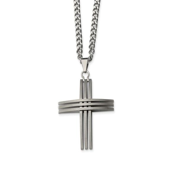 Black Bow Jewelry Co. | Accessories | Stainless Steel Triple Bar Cross ...